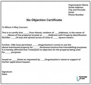 NOC Certificate - No Objection Certificate Format, Sample Pdf