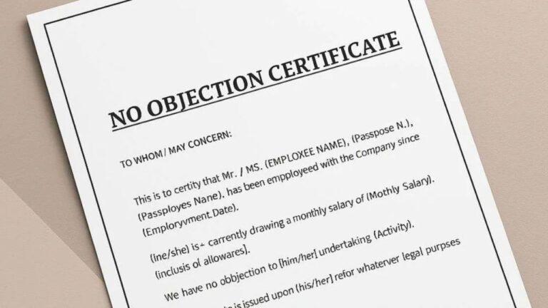 NOC Certificate - No Objection Certificate Format, Sample Pdf